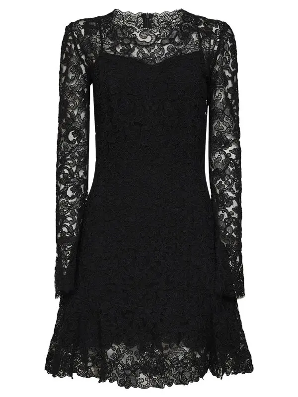 Ermanno Scervino Lace-overlay Long-sleeve Mini Dress - Black