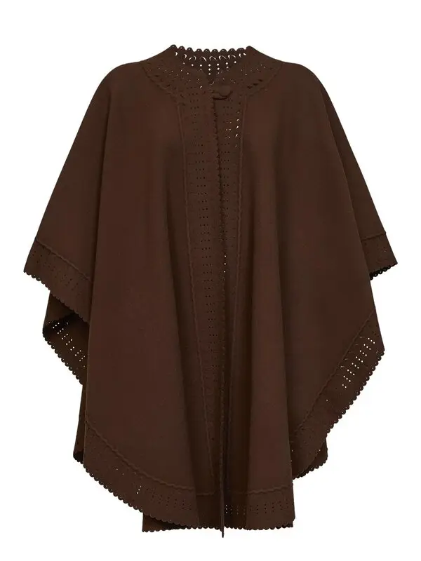 Ermanno Scervino Cape-style Knit Top With Cut-outs And Button Placket - Brown