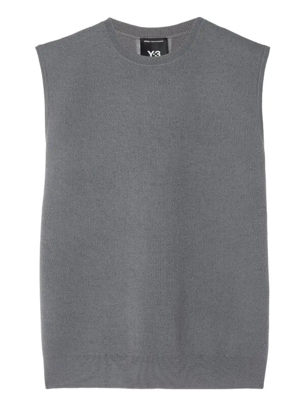 ADIDAS ORIGINALS Round Neck Knitted Vest With Sporty Stripes - Gray
