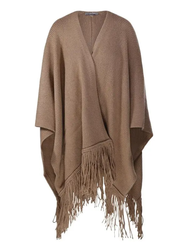 Max Mara Tasseled Cape Shawl - Brown