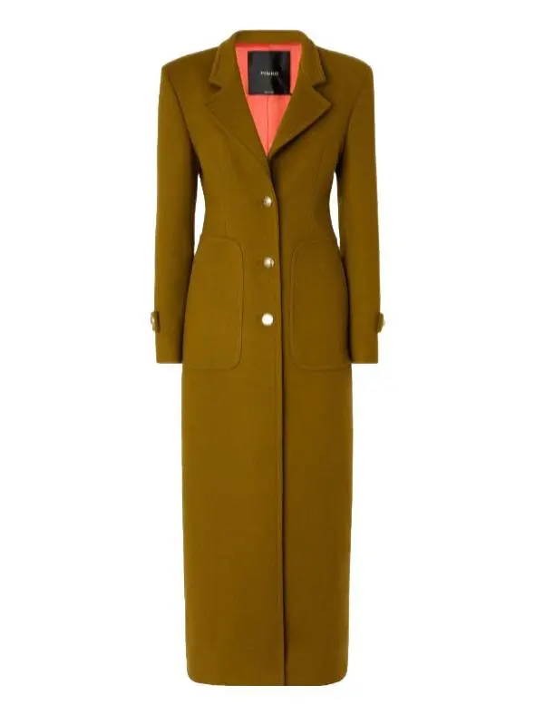 Pinko Long Coat In Wool-blend Cloth - Green