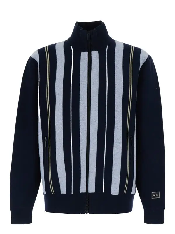 Drole De Monsieur Drôle De Kitt Wool Zip-up Knitted Sweater - Blue