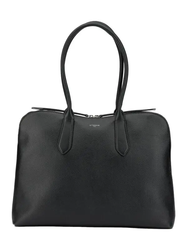 LE TANNEUR Structured Zip Shoulder Bag - Black