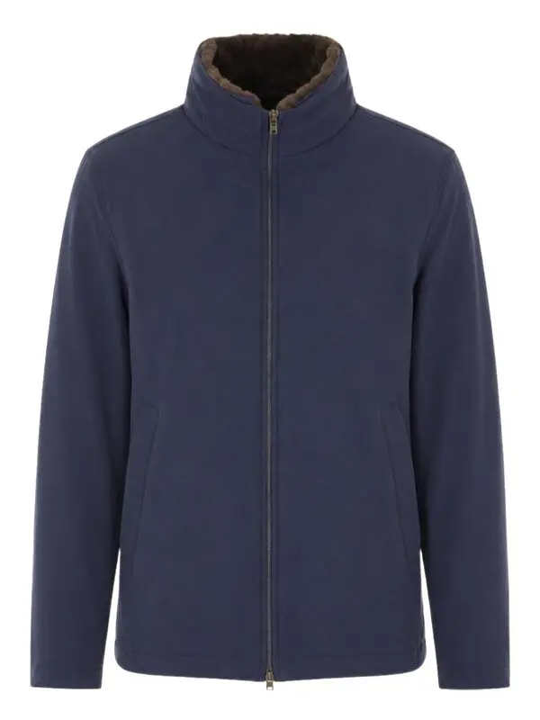 Herno Long Sleeve Casual Jacket With High Neck - Navy