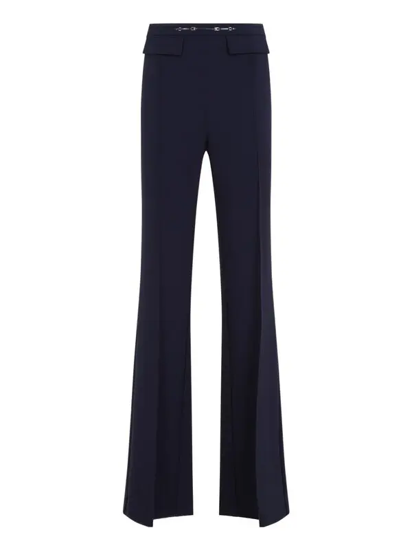Elisabetta Franchi Double-layer Stretch Crêpe Trousers - Navy Blue
