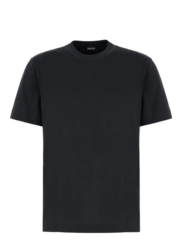 Zegna Logo Short Sleeve T-shirt - Black