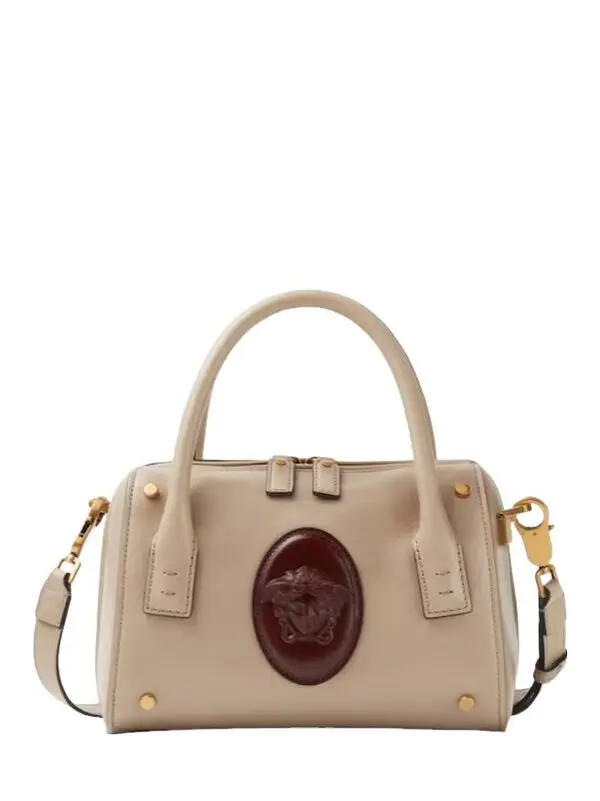 Versace Roomy Small Leather Boston Bag - Light Brown