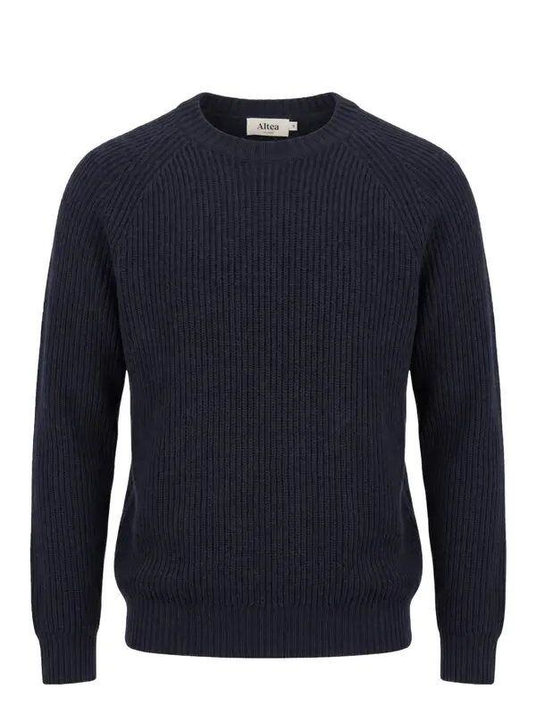 Altea Ribbed-knit Raglan-sleeve Sweater - Navy