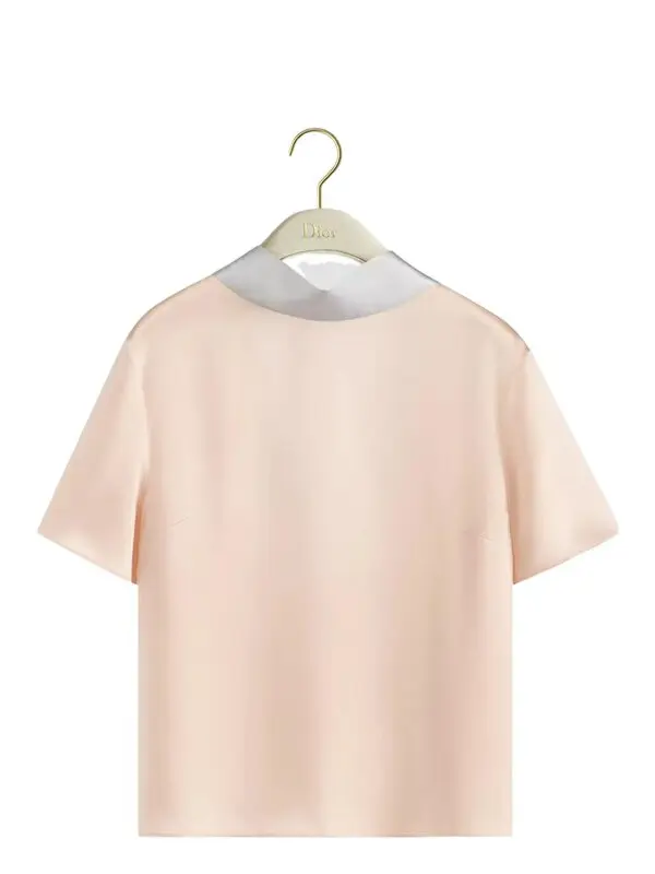 Dior Short-sleeve Blouse With Bow Detail - Pink/grey