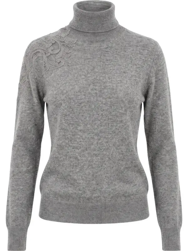 Ermanno Scervino Long Sleeve Turtleneck Sweater - Gray