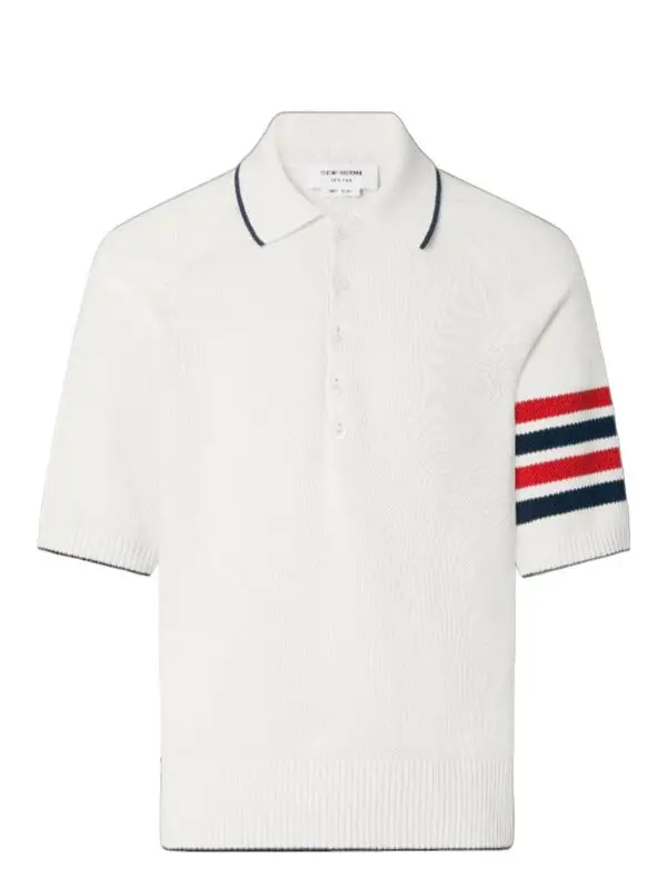 Thom Browne Short Sleeve 4-bar Polo Shirt - White