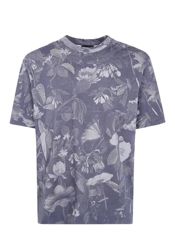 Emporio Armani Pattern-printed Crewneck T-shirt - Grey Print