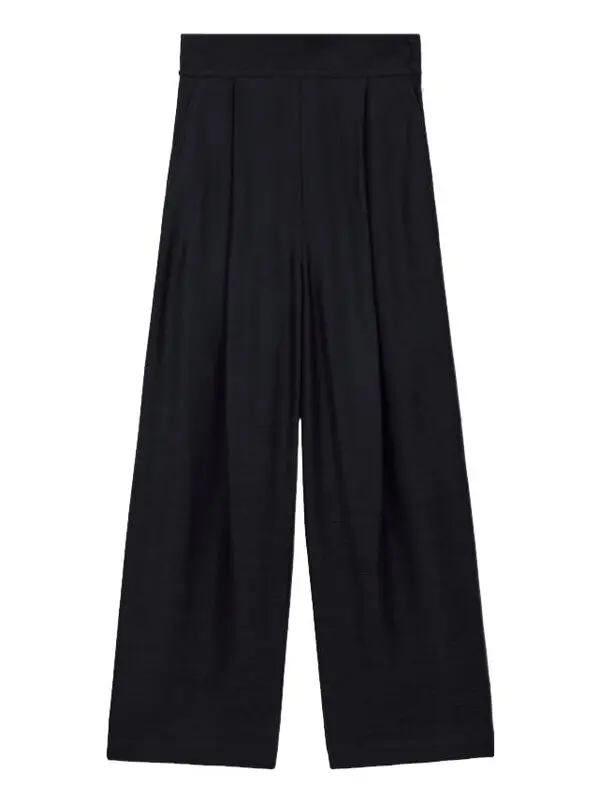 Emporio Armani Pleated Wide-leg Trousers - Black