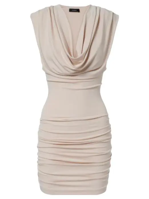 Wardrobe.NYC Matte Pleated Mini Dress - Light Brown