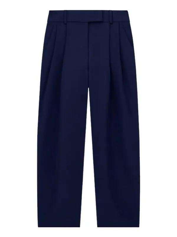 Giorgio Armani Trousers Wide-leg With Double Pleats In Silk Crepe Cady - Blue