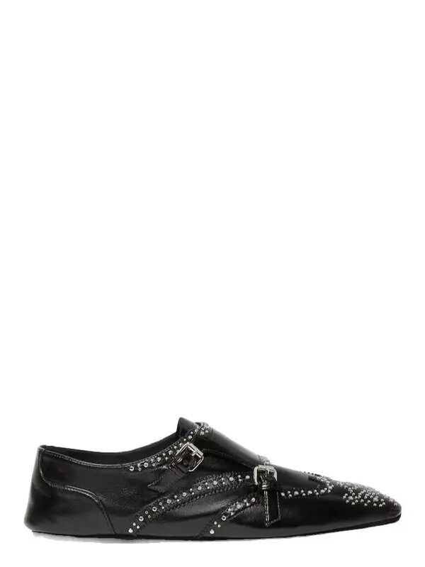 Fendi Studded Double Buckle Monk Straps - Black