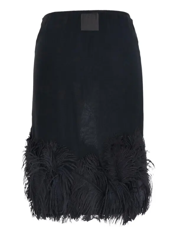 SEMICOUTURE Feather-trim Tech Skirt - Black