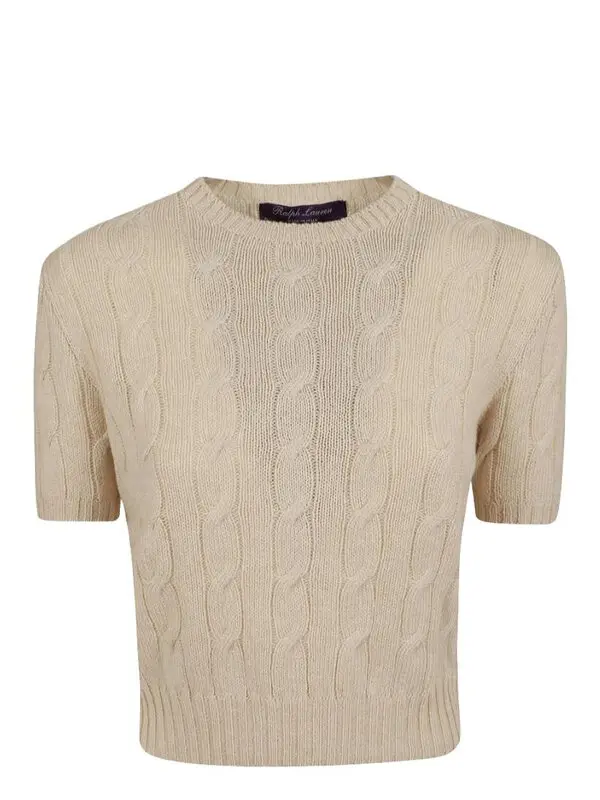 Ralph Lauren Short Sleeve Cable Knit Top - Nude
