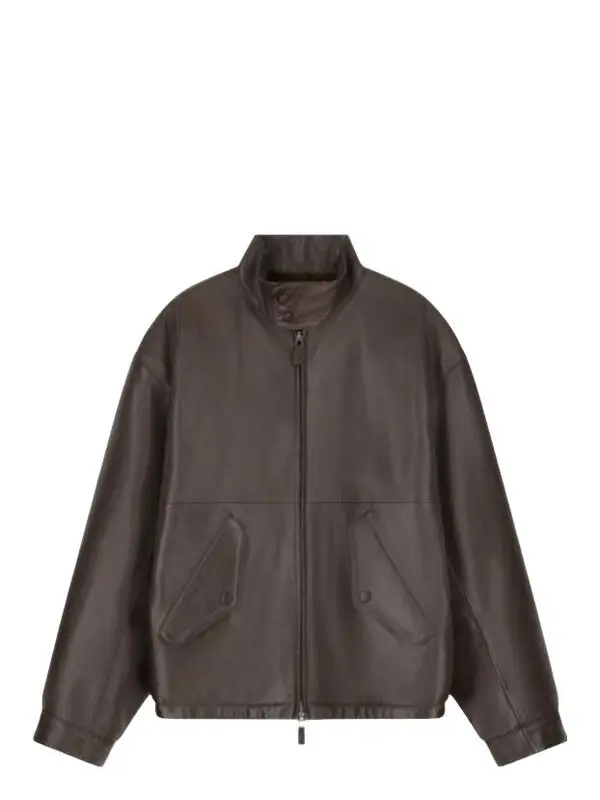 Emporio Armani Reversible Blouson Jacket In Nappa Leather And Faux Fur - Brown