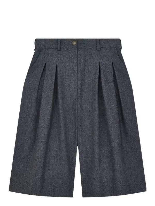 Emporio Armani Wool Flannel Pleated Bermuda Shorts Signature Capsule - Grey