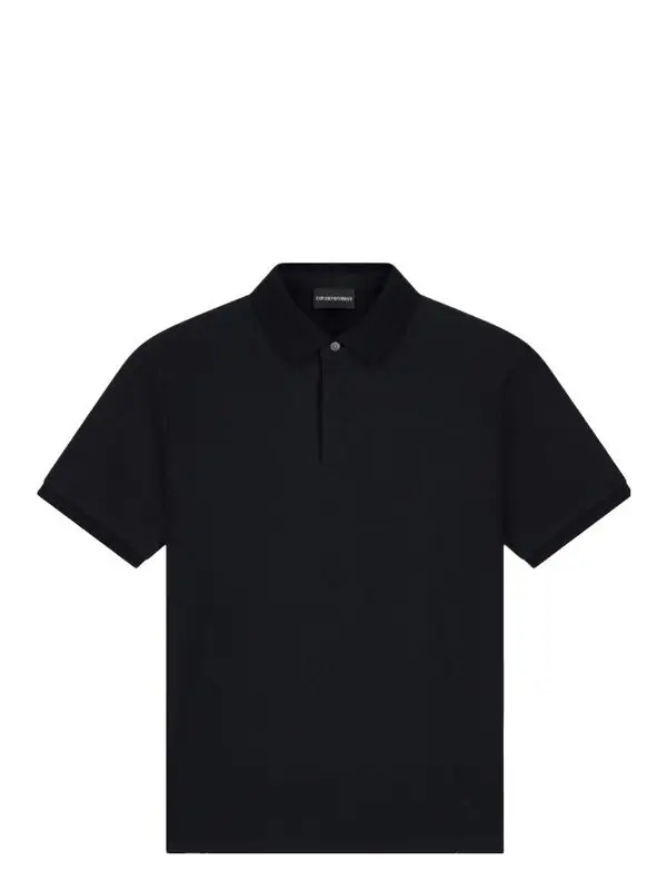 Emporio Armani Jacquard Jersey Polo - Black