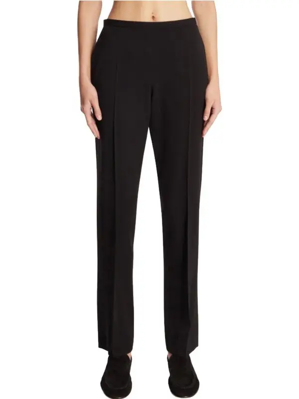 THE ROW Pressed Crease Straight Leg Trousers - Black