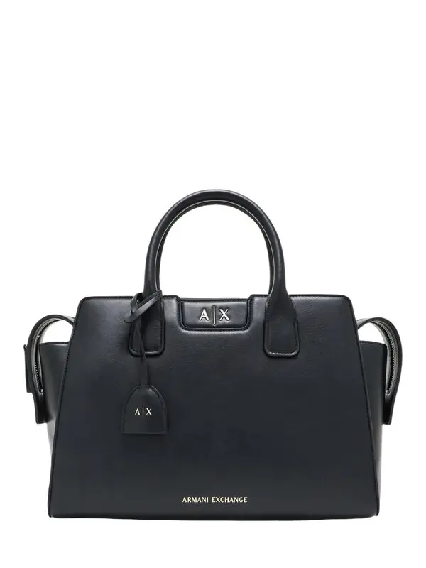 Armani Exchange Tote Bag In Coated Fabric - Black