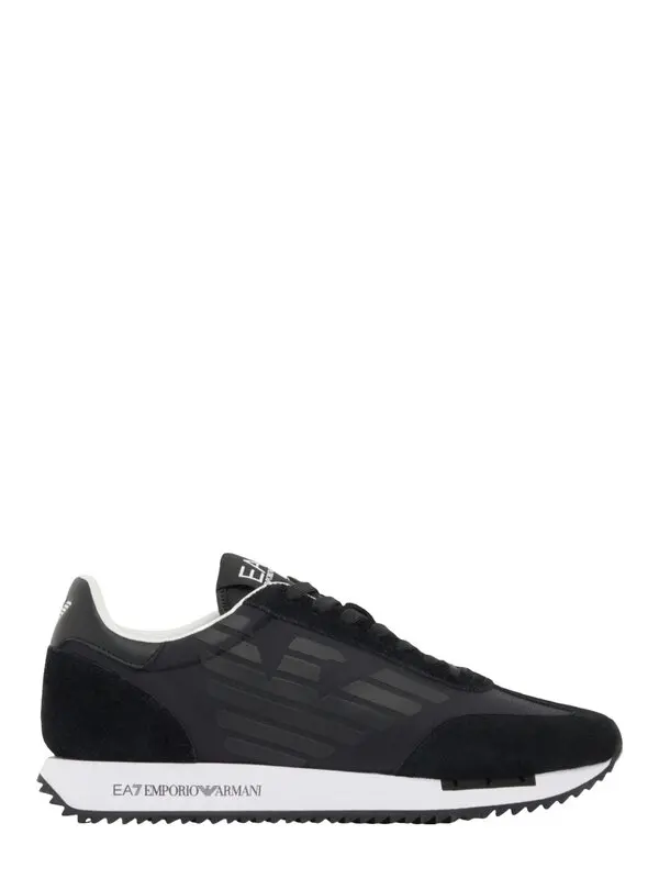 EA7 Lace-up Low-top Panelled Casual Sneakers - Black