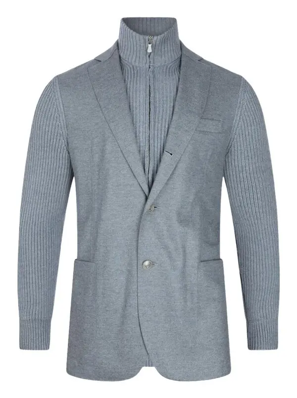 Eleventy Ribbed Insert Knit Blazer - Medium Gray