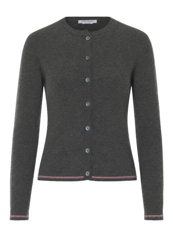 Thom Browne Ribbed Knit Cardigan With Button Closure - Grey