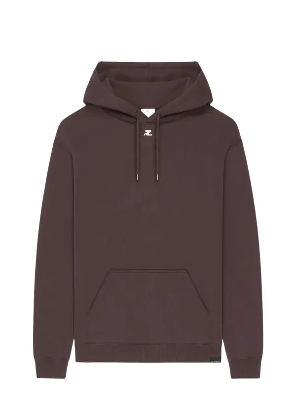 COURREGES Ac Logo-patch Drawstring Hoodie - Burnt Red