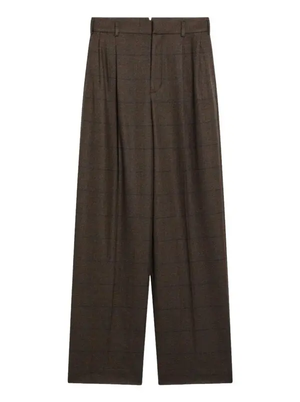 Loro Piana Straight Leg Plaid Trousers - Brown