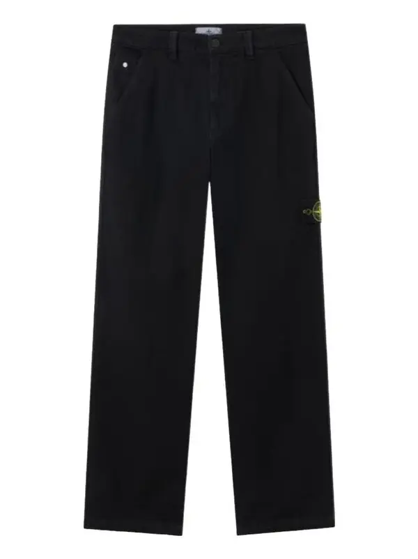 Stone Island Loose-fit Chino Trousers With Snap Pockets - Black