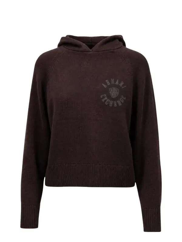Armani Exchange Long-sleeve Hooded Sweatshirt With Ribbed Details - Black
