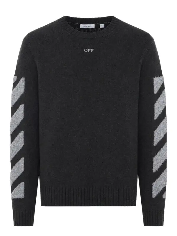 Off-White Diagonals Fuzzy Knit Sweater - No