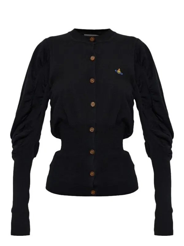 VIVIENNE WESTWOOD Eli Ruched Sleeve Cardigan - Black