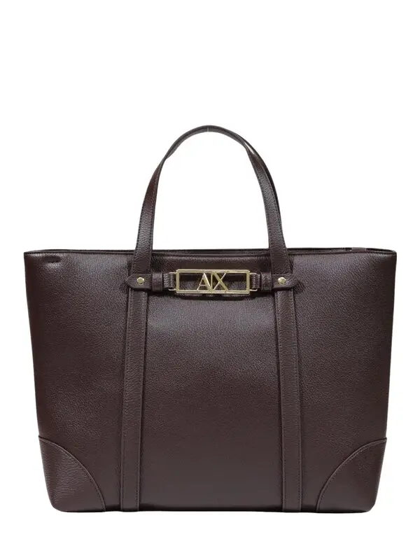 Armani Exchange Tote Bag With Dual Handles And Logo Plaque - Black