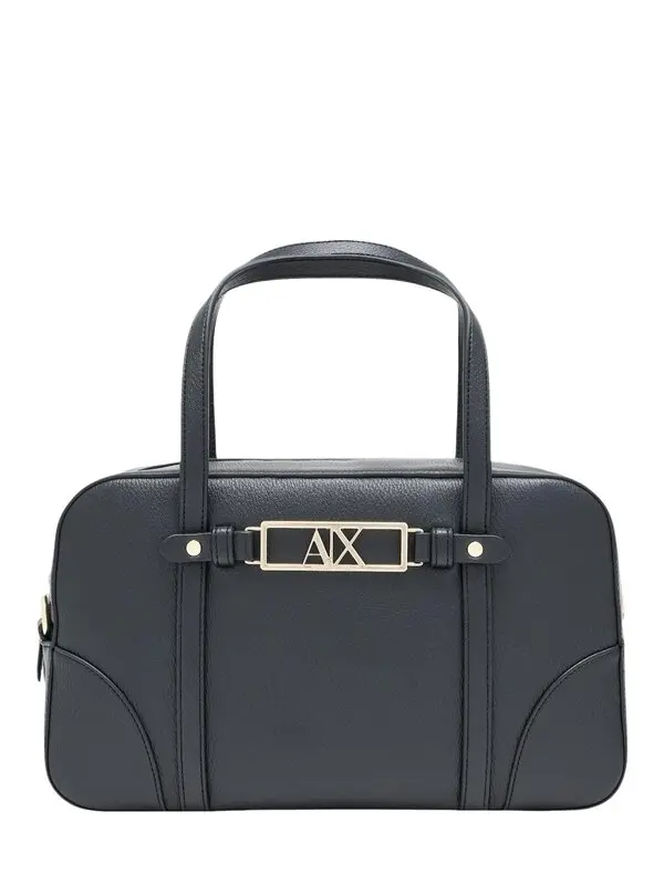 Armani Exchange Logo-plaque Leather Tote Bag - Black