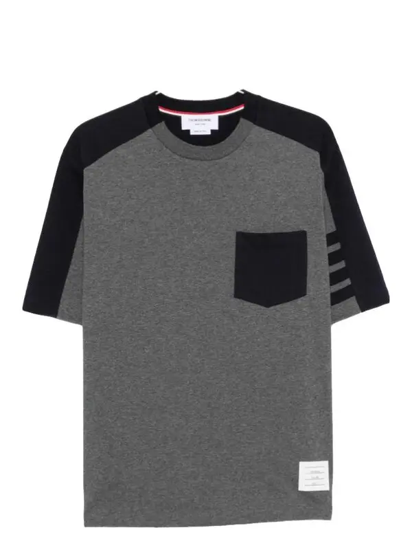Thom Browne 4-bar Chest-pocket T-shirt - Medium Gray