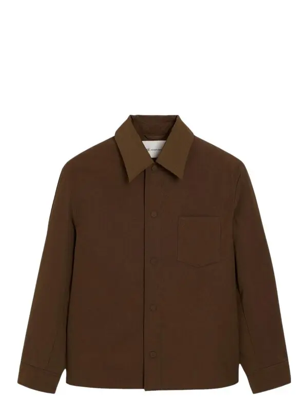 AMI Paris Long Sleeved Press-stud Overshirt - Chocolate Brown