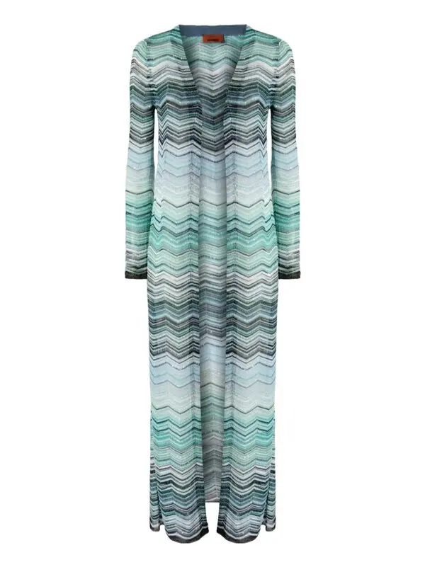 Missoni Long Chevron Open Cardigan - Turquoise