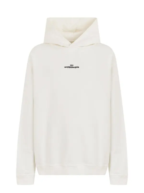 MAISON MARGIELA Inverted Logo Hoodie - White