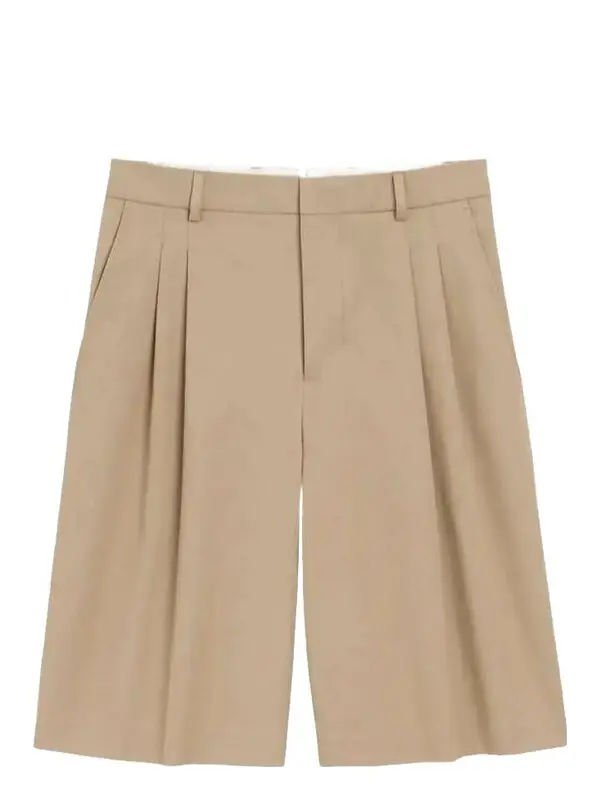 AMI Paris Belt-loop Gabardine Bermuda Shorts - Beige