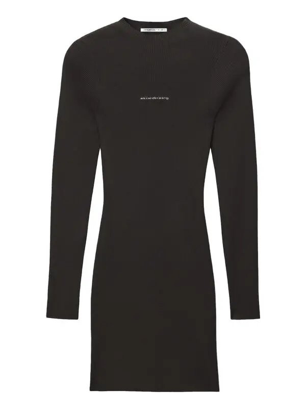 Alexander Wang Logo Long-sleeved Crewneck Mini Dress - No