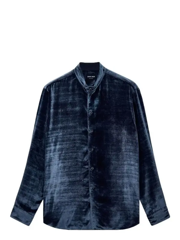 Giorgio Armani Shirt Regular Fit In Lightweight Viscose And Silk Velvet - Light Blue