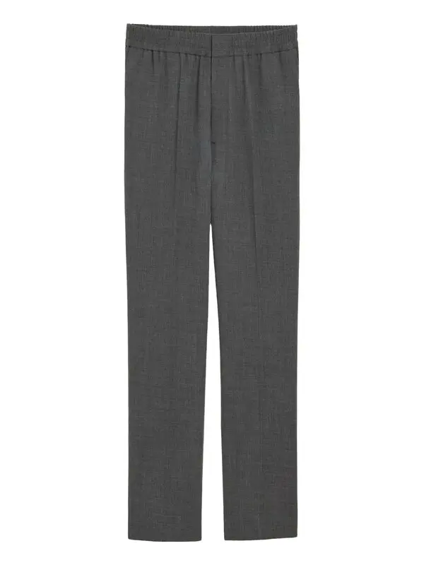 AMI Paris Grey Elasticated-waist Wool Trousers - Charcoal Grey
