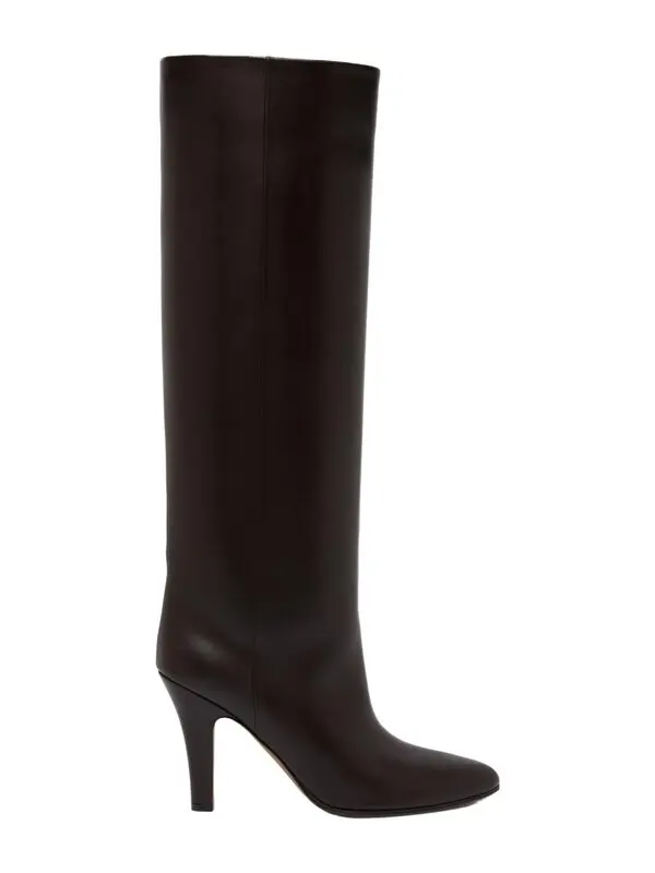 THE ROW High Top Round Head Boots - Lacquer Brown