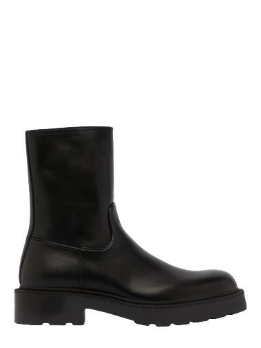 THE ROW Round Head Zip Up Boots - Black