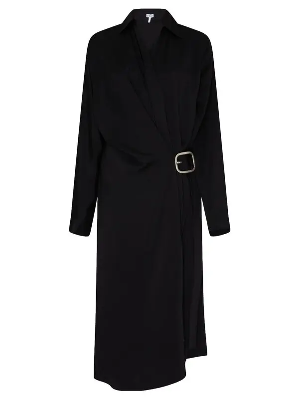 Loewe Lapel Long-sleeved Dress - Black