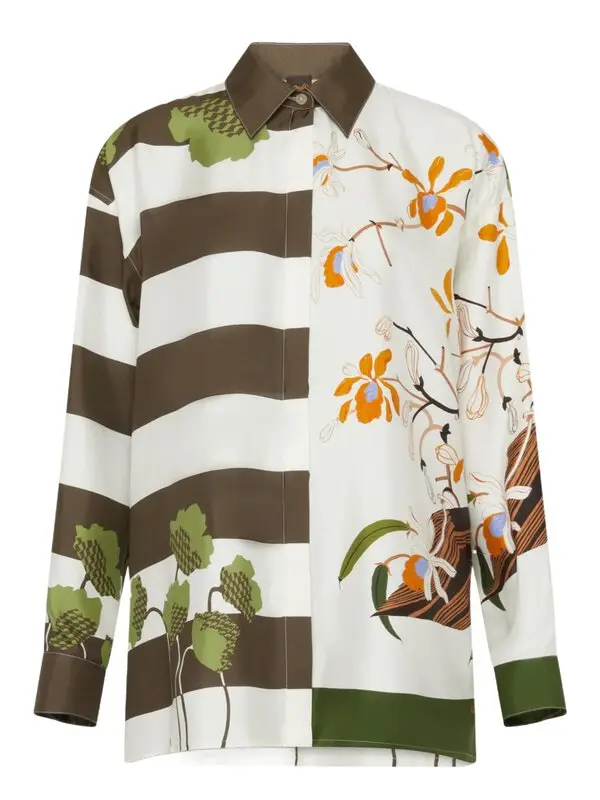 Loewe Printed Silk Long-sleeve Shirt - White